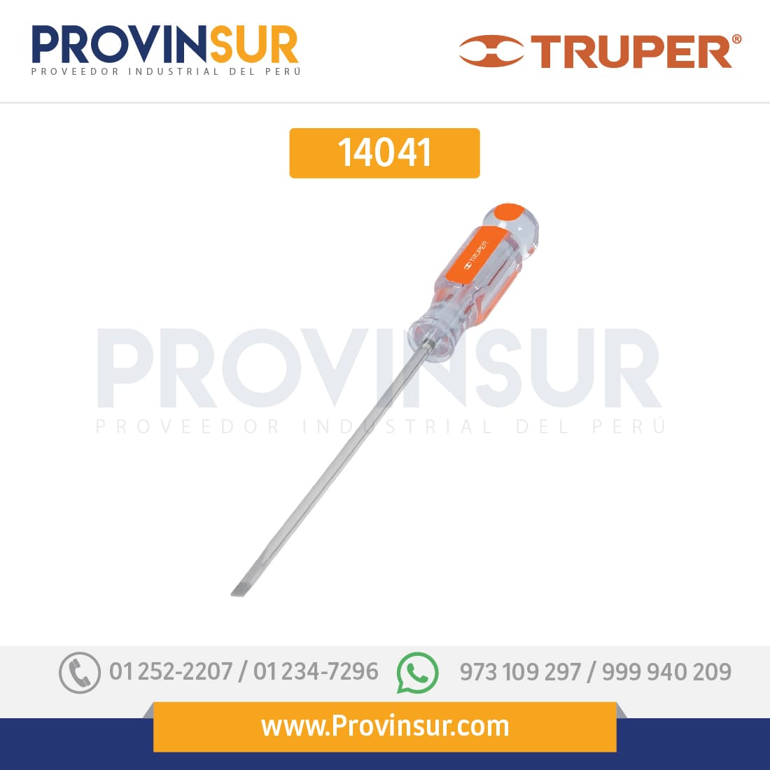 Desarmador cabinet 3/16x8" mango de acetato 14041 Truper - Corporación ...